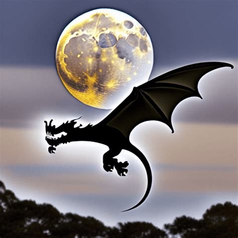 Dragon Flying Under Full Moon · Creative Fabrica