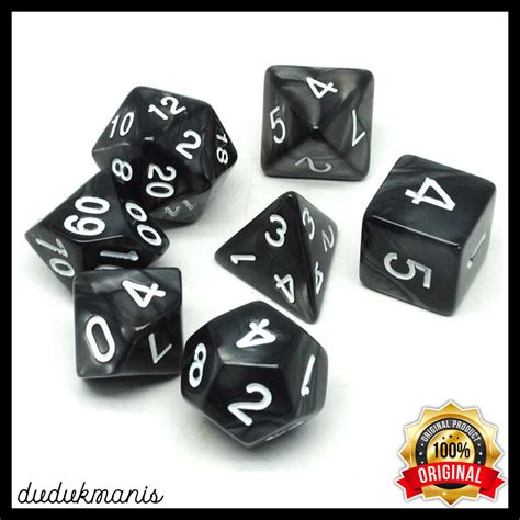 Jual Mainan Dadu Polyhedral Hitam Bentuk D4 D6 D8 D10 D12 D20 Mai 071