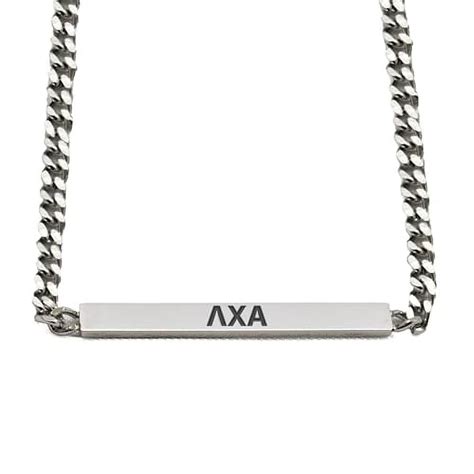 Lambda Chi Alpha Fraternity Necklace Greek Letters Stainless Steel Horizontal Bar Pendant