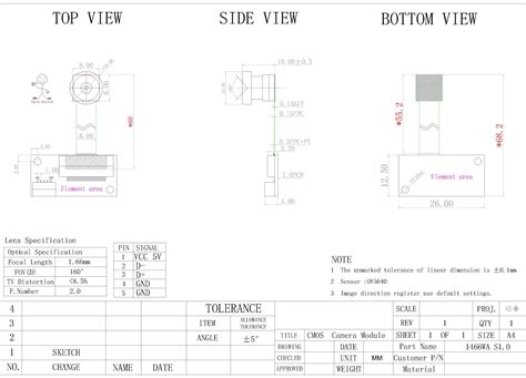 160 Degree Wide Angle Lens Camera Module Ov5640 Sensor Chip Hsell