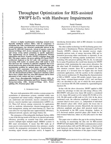 Pdf Throughput Optimization For Ris Assisted Swipt Iots With Hardware