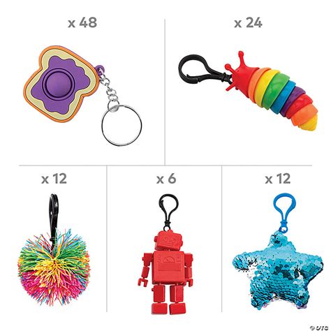 Bulk 108 Pc Sensory Fidget Keychain Assortment Kit Oriental Trading