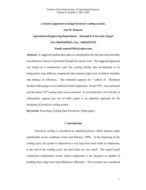 Pdf A Shorten Approach To Design Forced Air Cooling Systems