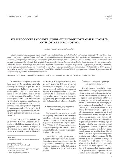 Pdf Streptococcus Pyogenes Factors Of Pathogenicity Sensitivity To
