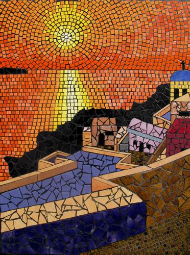 Santorini Sunset Mosaic Mural Brett Campbell Mosaics