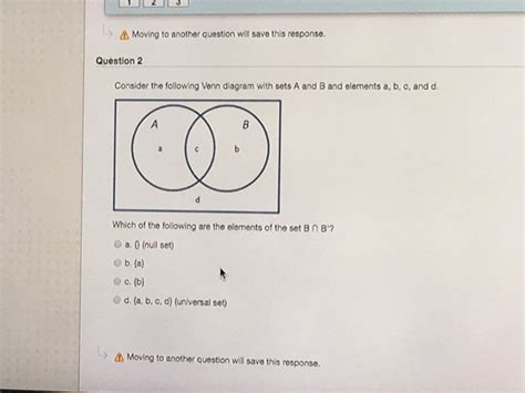 Solved Consider The Following Venn Diagram With Sets A And B
