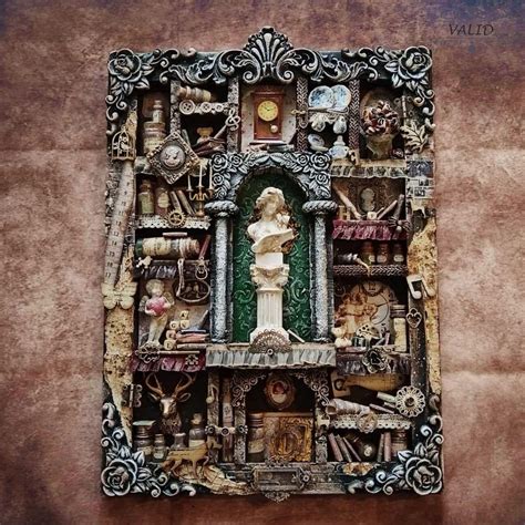 Curios Cabinetassemblage Art Boxvintage Mixed Media Decor Old Statue