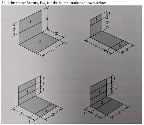 Solved Find The Shape Factors F1 2 For The Four Chegg Com