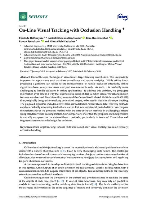 Pdf On Line Visual Tracking With Occlusion Handling