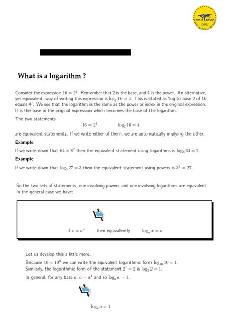 G10 Notes Logarithms Pdf Logarithm Mathematics