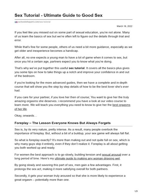 Sex Tutorial Ultimate Guide To Good Sex Pdf Sexuality Human