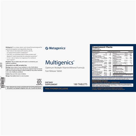 Multigenics 180 Tablets Metagenics Bodycrafters