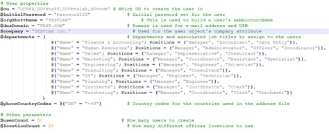 creating realistic test user accounts in active directory test lab