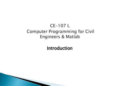 SOLUTION: Lecture 1 introduction to matlab for civil engineering - Studypool