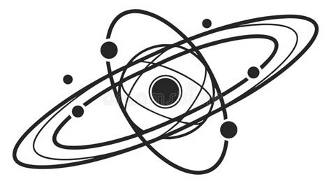 Atom With Nucleus And Electron Orbits Line Art Vector Icon Science