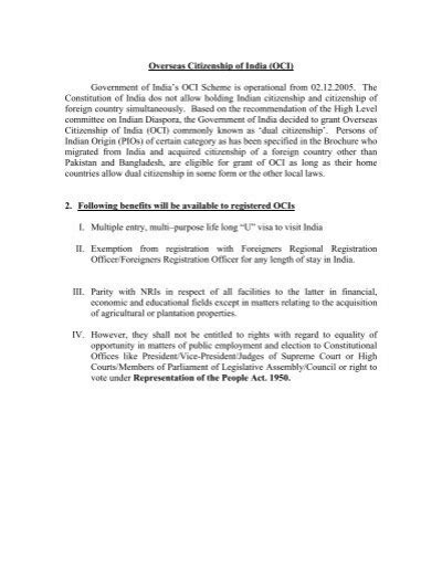 Overseas Citizenship Of India Oci Card Form