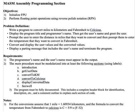 Masm Assembly Programming Section Objectives 1 Initialize Fpu 2 Perform Floating Point