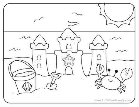 Sand Castle Coloring Pages Sandcastle Printable Shells Beach Colouring