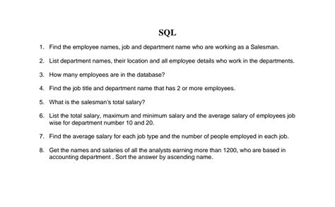 Solved SQLFind The Employee Names Job And Department Name Chegg
