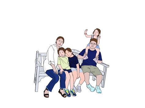 가족사진 드로잉 크몽 일러스트·캐리커쳐 포트폴리오