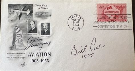 Bill Lear 1975 Founder Lear Jet Signed Fdc Golden Anniversary Aviation