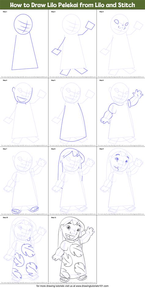 How To Draw Lilo Pelekai From Lilo And Stitch Lilo Stitch Step By Step DrawingTutorials Com