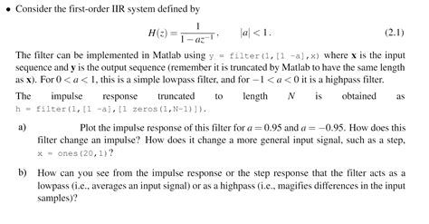 Solved Consider The First Order IIR System Defined By Chegg
