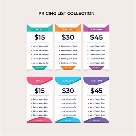 Set Offer Tariffs Ui Ux Vector Banner For Web App Vector Pricing Table For Websites And