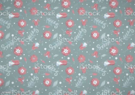 꽃 장식이 있는 복고풍 배경 패키지 디자인 엽서 래퍼 또는 스크랩북에 대한 래스터 그림 종이 또는 직물에 인쇄 녹색 배경에 빨간