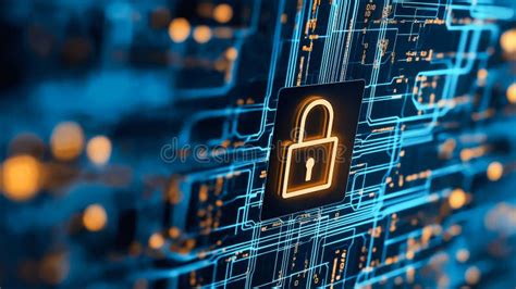 A Digital Lock Symbol In A Vibrant Blue Circuit Board Backdrop Representing Cybersecurity And