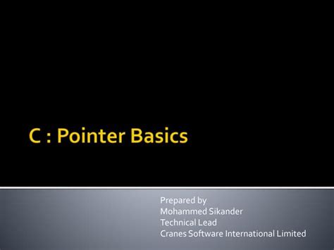 Pointer Basics Ppt