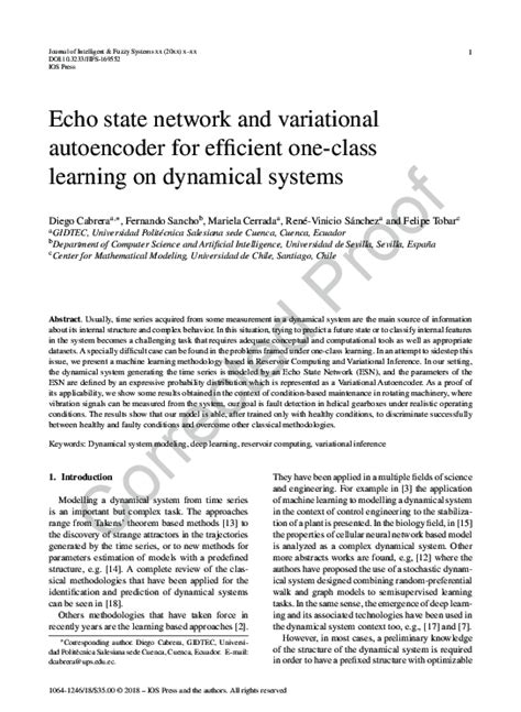 Pdf Echo State Network And Variational Autoencoder For Efficient One