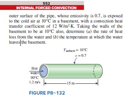 Solved 8–132 ﻿Hot water at 90° ﻿C enters a 15-m section of a | Chegg.com