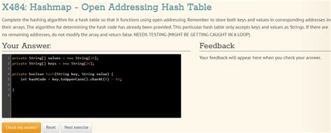 Solved Complete The Hashing Algorithm For A Hash Table So