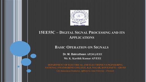 Basic Operation On Signals Independent Variables Problem Solving Technique Pptx