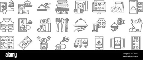 Food Delivery Line Icons Linear Set Quality Vector Line Set Such As Application Promotion