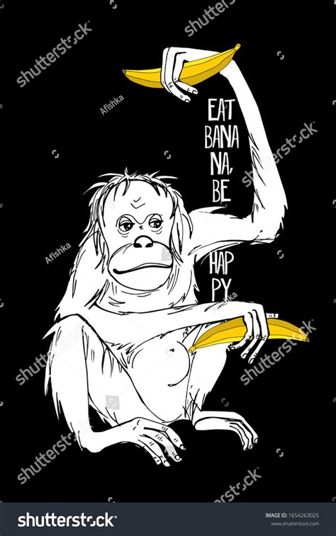 Portrait Cute Monkey Banana Funny Cartoon Stock Vector Royalty Free Shutterstock