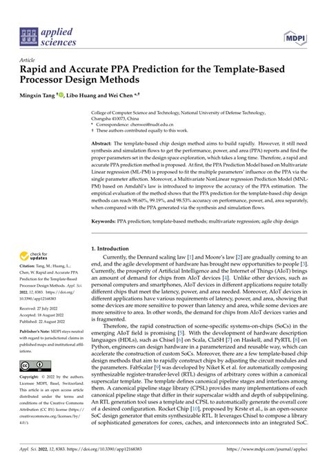 Pdf Rapid And Accurate Ppa Prediction For The Template Based Processor Design Methods