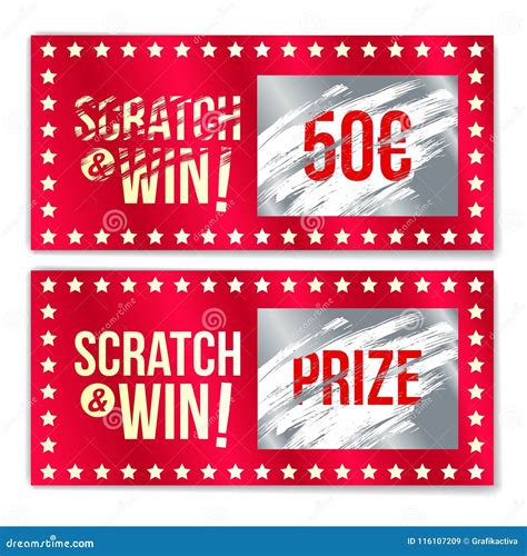 Scratch Card Game And Win With Effect From Scratch Marks Stock Vector
