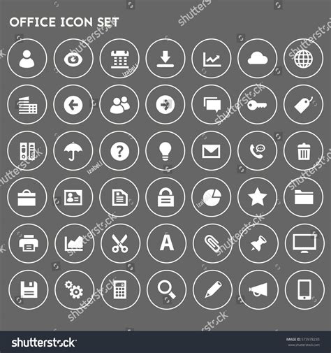 Big Ui Ux Office Icon Set Stock Vector Royalty Free Shutterstock