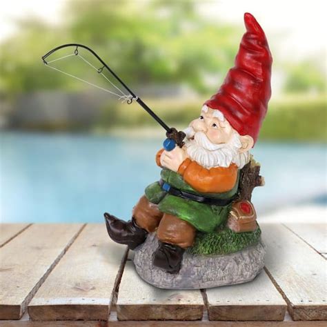 Large Garden Gnomes Fishing Fasci Garden
