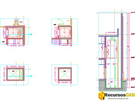Bloques Dwg De Escalera Con 2 Ascensores Ahu Y Eje En Planta Para