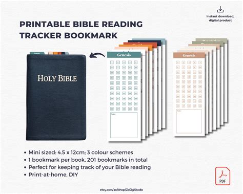 Bible Tab Reading Tracker Bookmarks Printable Pdf Download Etsy