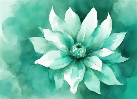Premium Photo A Watercolor Turquoise Green White Flower