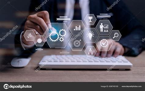 Business Process Management Concept Businessman Touch Virtual Innovation Operations Management