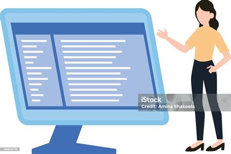 Girl Watching Software Programming Stock Illustration Download Image