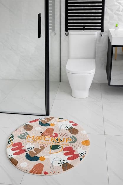 Premium Psd Colorful Bath Rug With Abstract Shapes Pattern