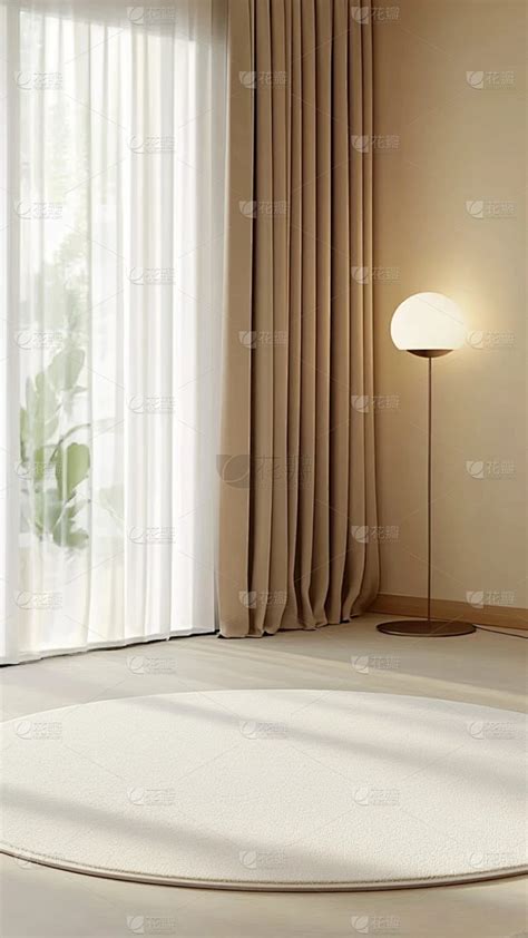 家居系列 通用 写实室内园形地毯客厅家具背景素材 花瓣网