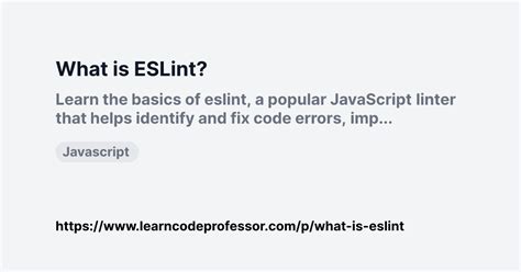 what is eslint learncodeprofessor