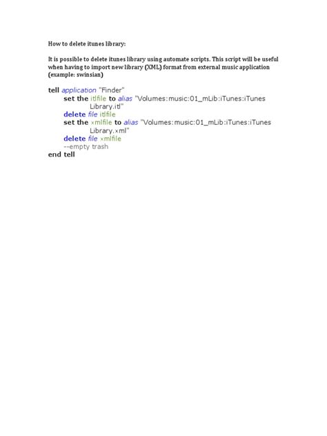 Delete Itunes Library With Applescript Pdf Operating System
